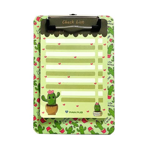 قیمت و خرید تخته شاسی پایاپاب مدل چک لیست طرح کاکتوس سایز A5 به همراه کاغذ یادداشت