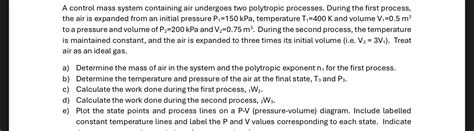 Solved A Control Mass System Containing Air Undergoes Two