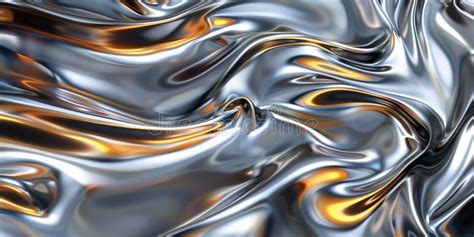 3d Render Of Abstract Liquid Metal Background Shiny And Reflective Surface Flowing Pattern