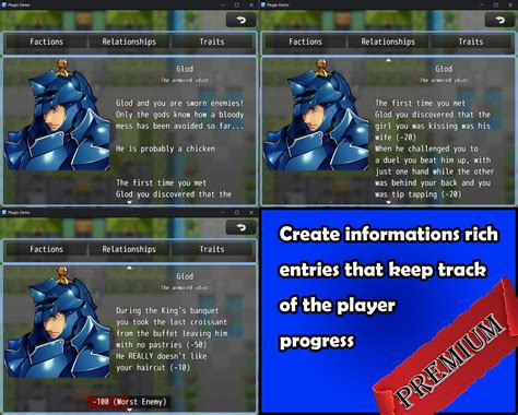 RPG Maker MZ Plugin Factions Relationships And Traits By WinterDream Games Creator