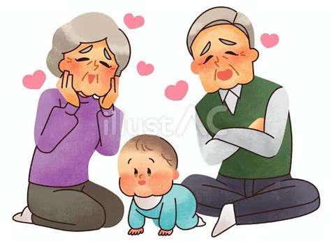 孫を愛でる祖父母イラスト No 23382510｜無料イラスト・フリー素材なら「イラストac」