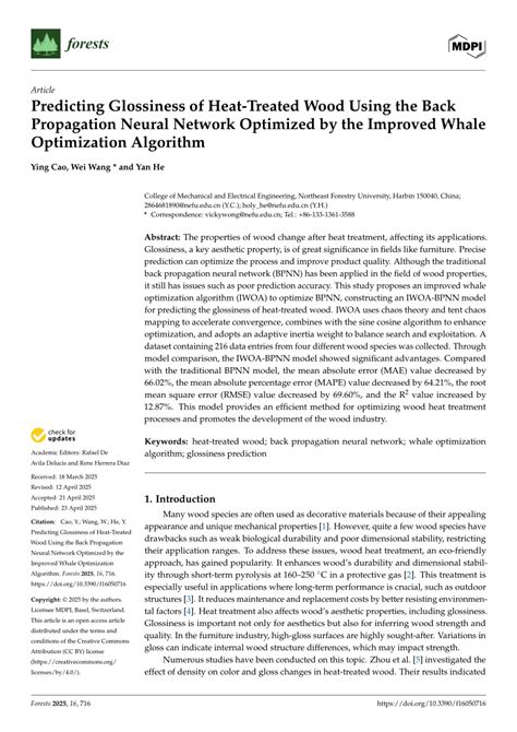 Pdf Predicting Glossiness Of Heat Treated Wood Using The Back Propagation Neural Network