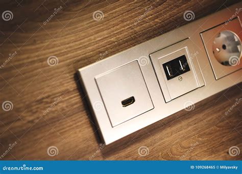 Usb Hdmi Power Sockets Stock Image Image Of Rosette 109268465