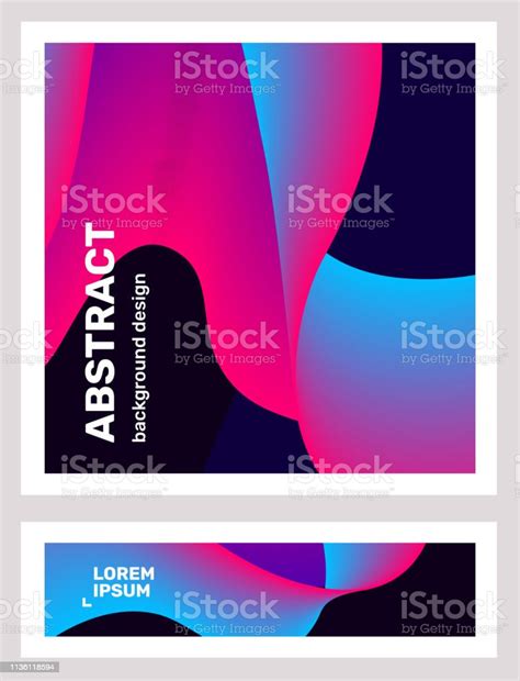 블랙 바탕에 창조적 인 파란색과 분홍색 추상화의 벡터 비즈니스 세트 추상적인 기하학적 그라데이션 템플릿 구성입니다 3차원 형태에 대한 스톡 벡터 아트 및 기타 이미지