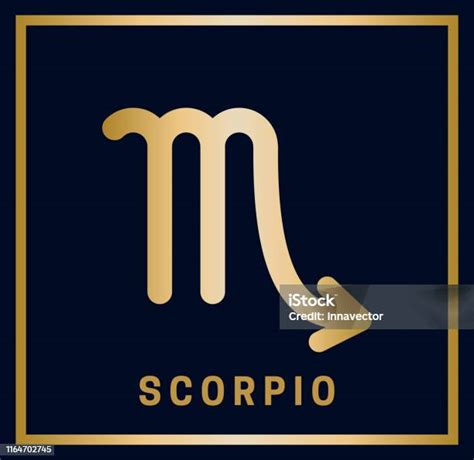 조디악 기호 전갈 자리 운세 황금 비문과 파란색 배경에 고립 된 황금 기호입니다 벡터 일러스트레이션 0명에 대한 스톡 벡터 아트