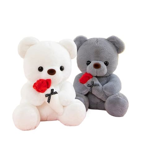 Plush Toy 9 8inch Cute Tedady Bear Plush Toy With Roses Perfect Valentines Day T Or