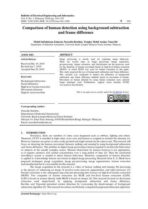 Pdf Comparison Of Human Detection Using Background Subtraction And Frame Difference