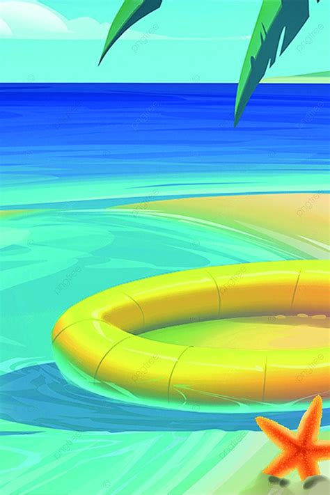 푸 른 만화 푸 른 하늘 해변 여행 배경 파란색 배경 만화 기발한 배경 일러스트 및 사진 무료 다운로드 Pngtree