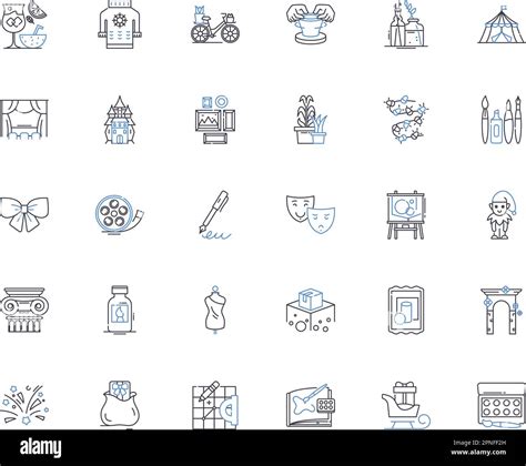 Artistic Line Icons Collection Creative Imaginative Expressive Innovative Pictorial