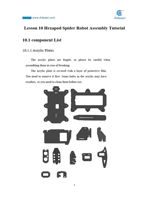 lesson 10 hexapod spider robot assembly tutorial pdf manufactured