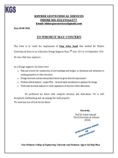 Structure Design Experience Certificate Pdf