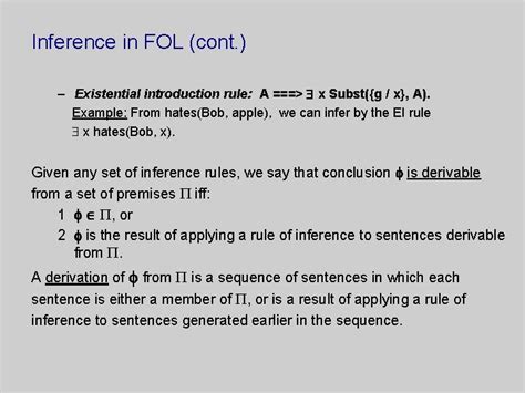 Inference In Fol All Pl Inference Rules Hold