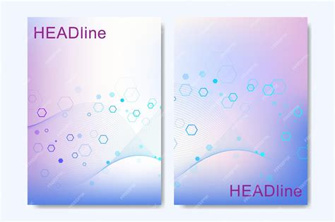 Premium Vector Brochure Composition With Molecule Structure Wave Flow