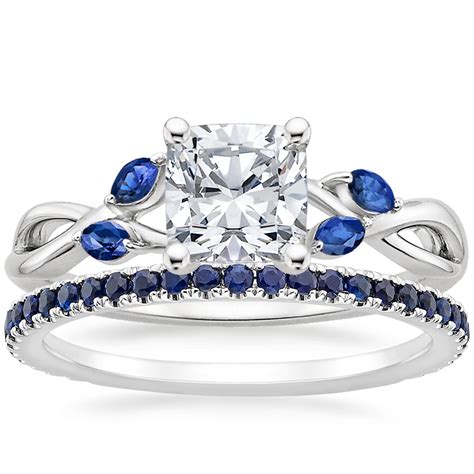 Marquise Cut Willow Engagement Ring With Sapphire Accents With Winding