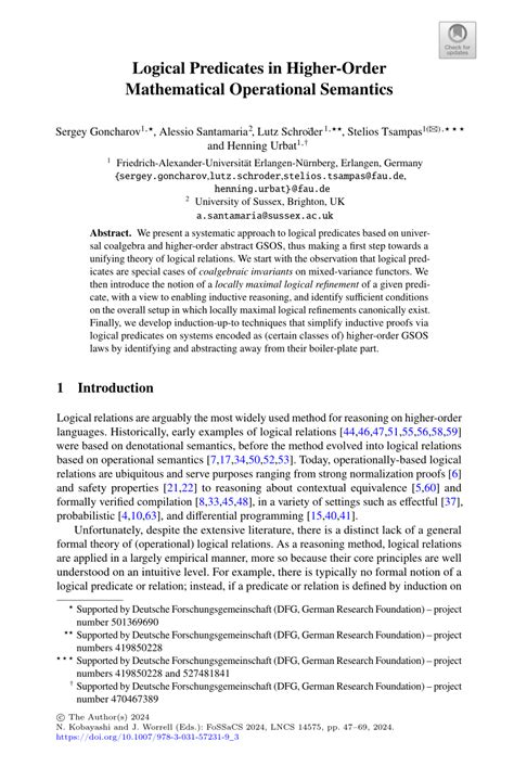 Pdf Logical Predicates In Higher Order Mathematical Operational Semantics