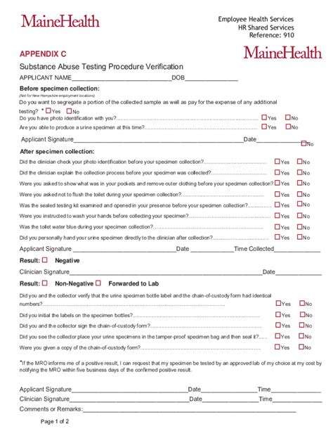 Fillable Online Maine Substance Use Testing Policy Template Fax Email Print Pdffiller