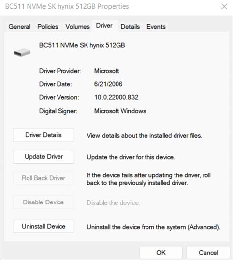 Disk Driver Installed Is From 2006 Is Windows Downgrading Ssd Drivers As Well R Dellg5se