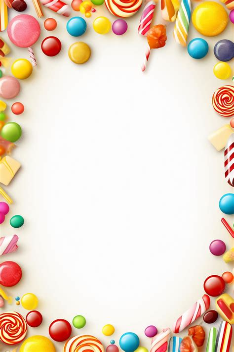 A Colorful Border With Candy And Candy On It Premium Ai Generated Image