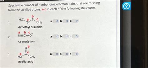 Solved Specify The Number Of Nonbonding Electron Pairs That
