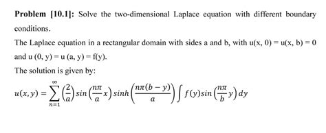 Solved Problem [10 1] Solve The Two Dimensional Laplace