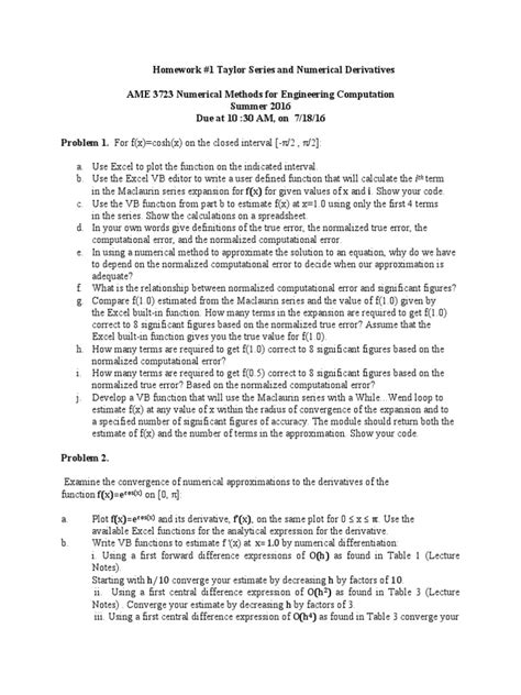 Numerical Approximation Of Derivatives Using Taylor Series And Finite
