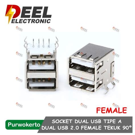 Socket Dual Usb Type A Female Tekuk Dual Port Usb Type A Connector Lazada Indonesia