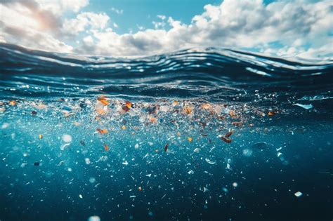 Microplastic Pollution Floating In Ocean Water Stock Illustration Illustration Of Microplastic