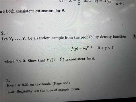 Solved Let Y Yn Be A Random Sample From The Chegg Com