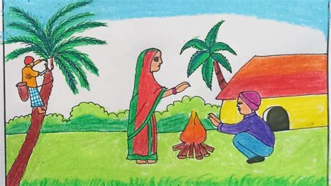 How To Draw Winter Season Scenery।। Simple Landscape Drawing Step By Step।। Youtube