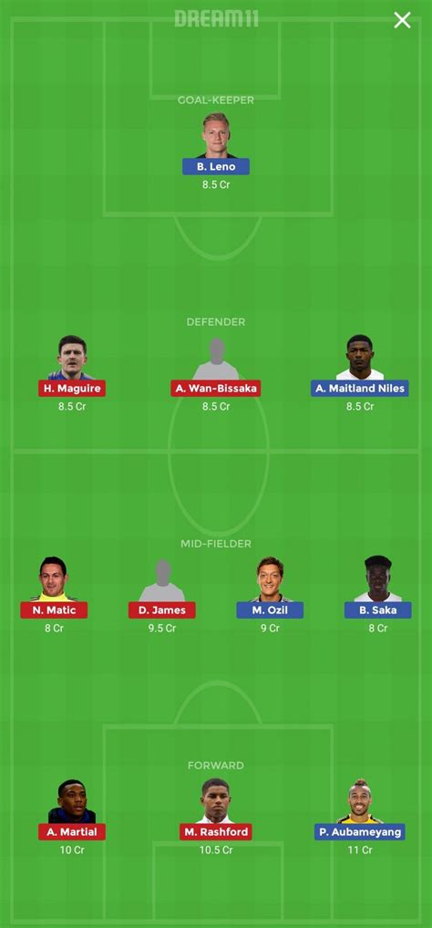 Ars Vs Mun Dream11 Prediction Live Score And Arsenal Fc Vs Manchester