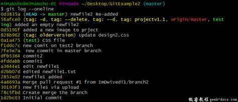 Git log命令 极客教程