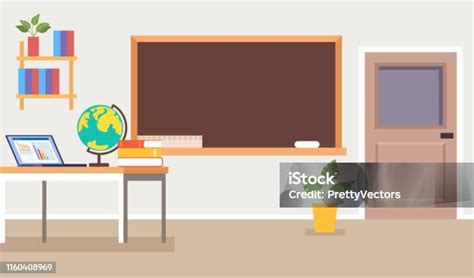 Boş Okul Sınıfı Okul Konseptine Geri Dönelim Vektör Düz Karikatür Grafik Tasarım Illüstrasyon
