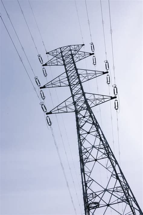 Pylon Tower Power Line Isolated White Stock Image Image Of Industrial
