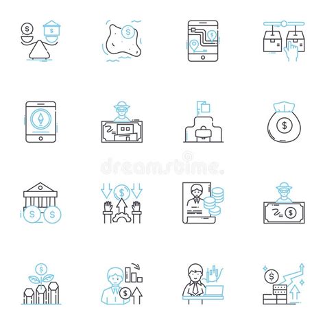 Cyber Finance Linear Icons Set Cryptocurrency Blockchain Digital Banking Fintech Bitcoin