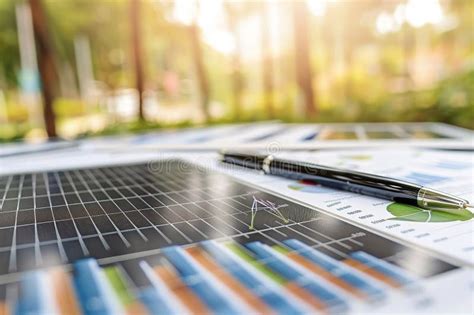 Solar Panel And Graphs On Table Stock Illustration Illustration Of Power Chart