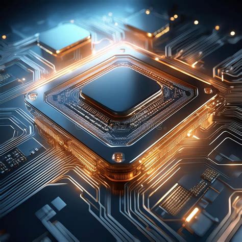 Chip Microchip Electronic Circuit Board Close Up Central Computer Processors Generative Ai