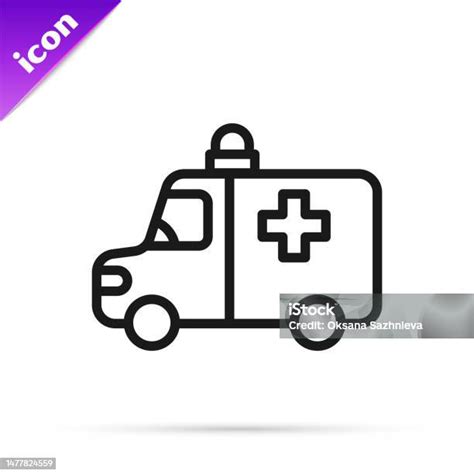 흰색 배경에 고립 된 검은 줄 구급차와 응급 자동차 아이콘 구급차 차량 의료 대피 벡터 1위에 대한 스톡 벡터 아트 및 기타 이미지 1위 건강 진단 건강관리와 의술