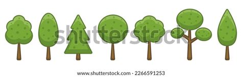 Vector Tree Set Isolated Objects Colorful Stock Vector Royalty Free Shutterstock