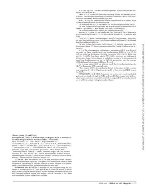 Pdf Description And Analysis Of Bacteremia By Gram Negative Bacilli