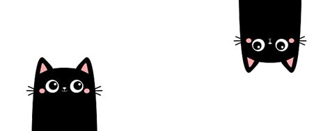 두 개의 검은 새끼 고양이 얼굴 머리 고양이 세트 라인 배너 거꾸로 매달려 재미 귀여운 가와이 만화 아기 캐릭터 즐거운 할로윈 보내세요 노트북 스티커 인쇄 템플릿 플랫