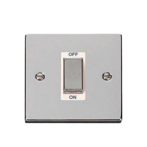 Vpch500wh Scolmore 45a Ingot 1 Gang Double Pole Plate Switch Polished Chrome Superlec Direct