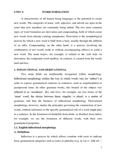 Advanced Grammar Unit 3 And 4 Download Free Pdf Word Morphology Linguistics