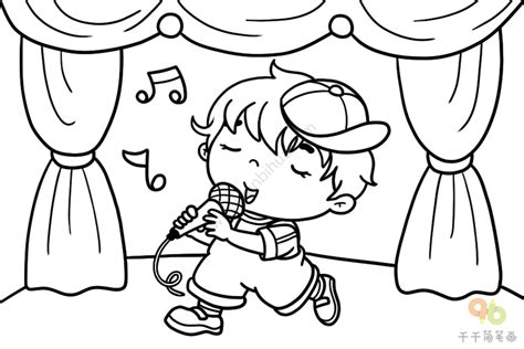 歌唱演员简笔画 合唱简笔画 大山谷图库