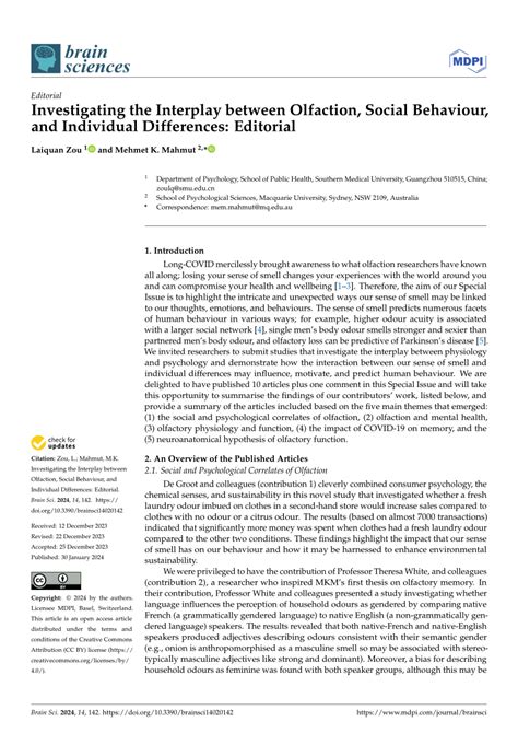 Pdf Investigating The Interplay Between Olfaction Social Behaviour And Individual