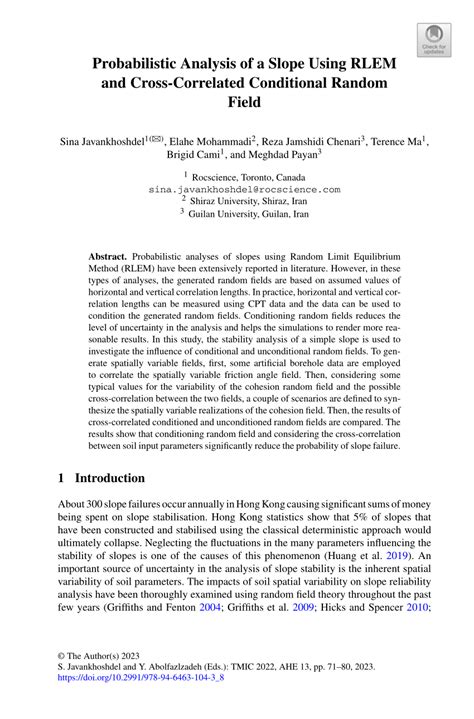 PDF Probabilistic Analysis Of A Slope Using RLEM And Cross Correlated