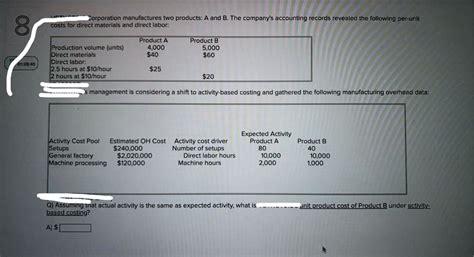 solved corporation manufactures two products a and b the company s