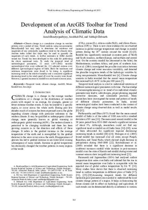 Pdf Development Of An Arcgis Toolbar For Trend Analysis Of Climatic Data