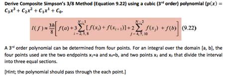 Solved Derive Composite Simpsons 3 8 Method Equation 9 22