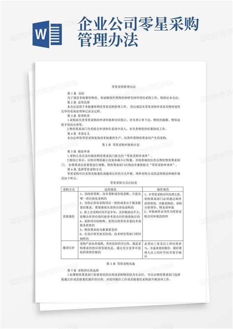 企业公司零星采购管理办法word模板下载编号lmnbvdpx熊猫办公