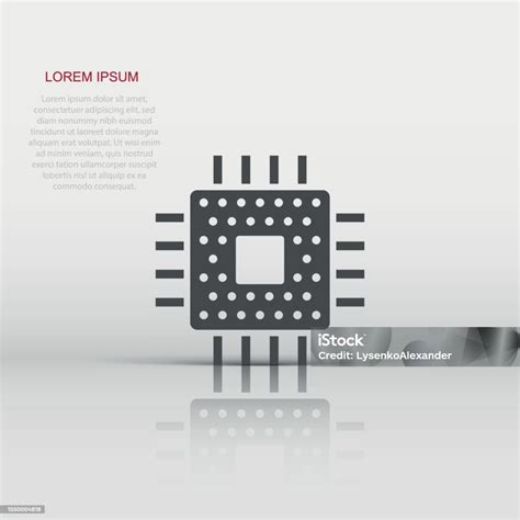 Computer Cpu Icon In Flat Style Circuit Board Vector Illustration On